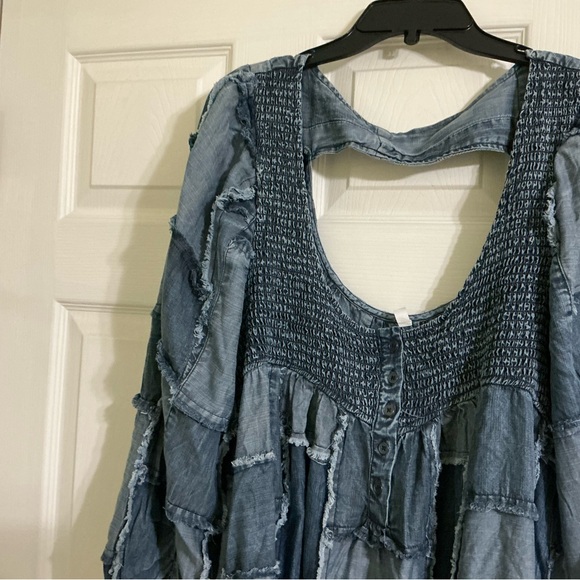 A Rare Bird | Tops | Nwt A Rare Bird Patchwork Keyhole Denim Top Os ...